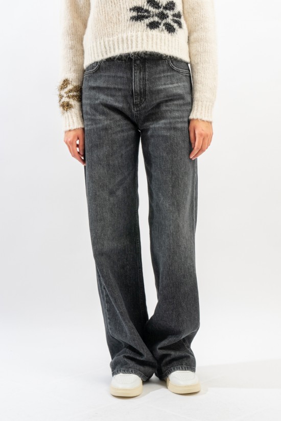 Jeans ROY ROGERS Super Wide Denim Stretch RND354N0532448 Size 24 Color BLACK CRISSY DENIM ...