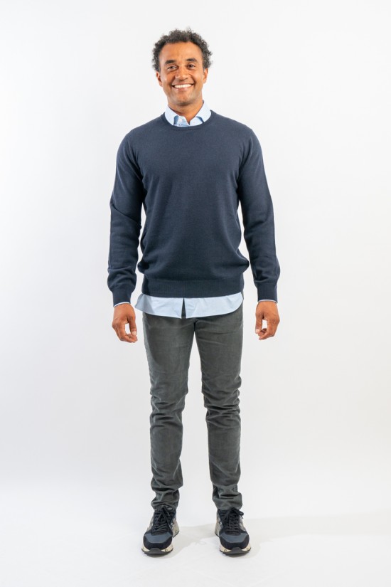 Maglia Kangra girocollo rasato calato con toppe 7008 0101 Taglia 48 ...